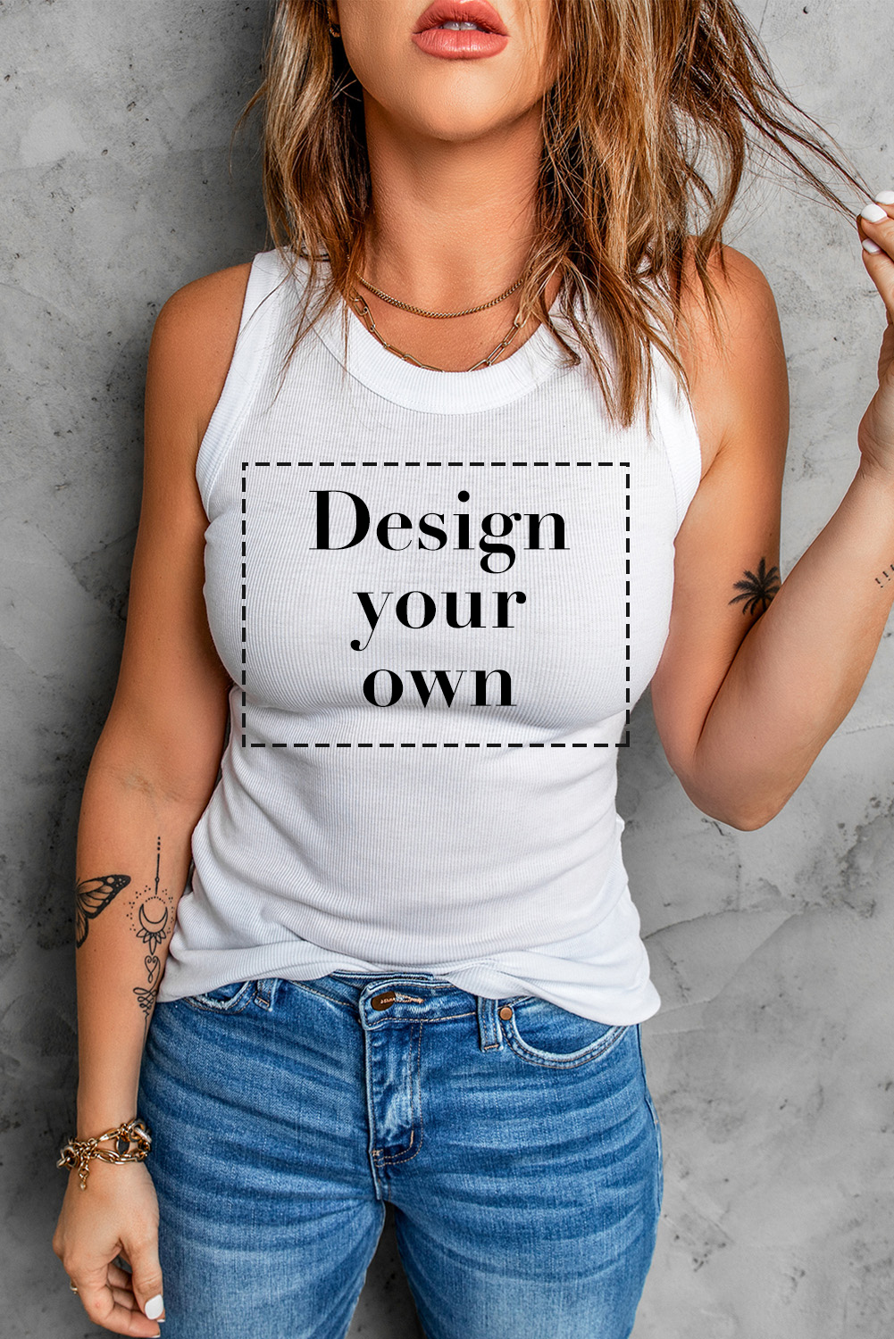 Blank Tank Top - Plain White Slim Fit Crew Neck Ribbed Tank Top ...