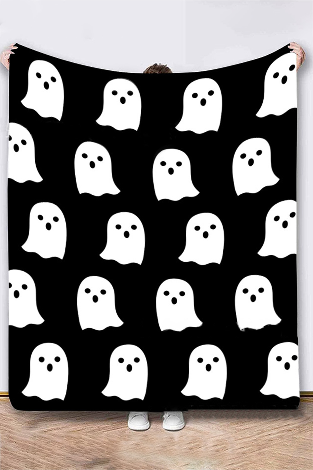 Black 130*150cm Halloween Ghost Flannel Blanket | Shewin Wholesale