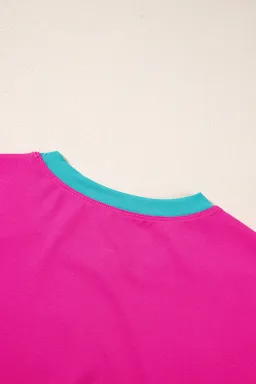 $19.34 Strawberry Pink Colorblock Cap Sleeve Tee and Wide Leg Pants Set ...