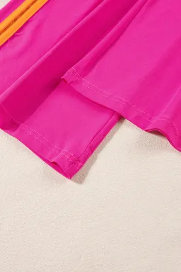 $19.34 Strawberry Pink Colorblock Cap Sleeve Tee and Wide Leg Pants Set ...