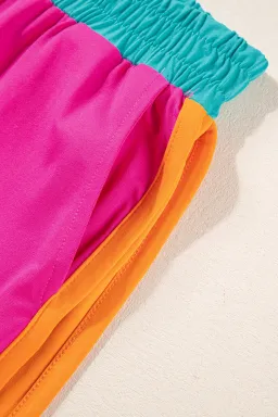 $19.34 Strawberry Pink Colorblock Cap Sleeve Tee and Wide Leg Pants Set ...