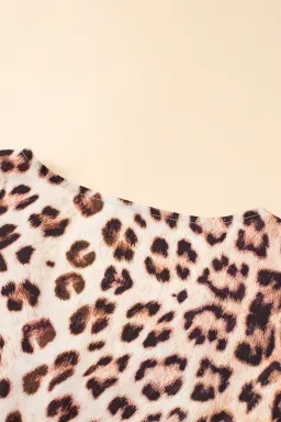 $22.94 Bright Pink Leopard Print Colorblock Pop of Color Neckline Dress ...